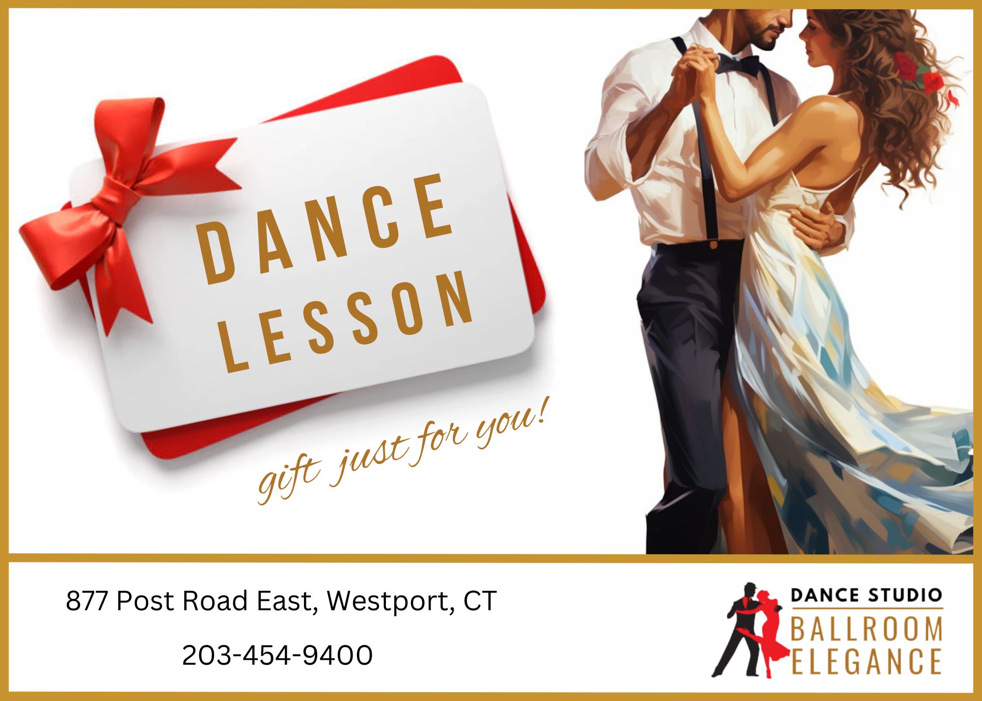 Ballroom Dance Lessons Gift Card | Call/Text to order 203-454-9400